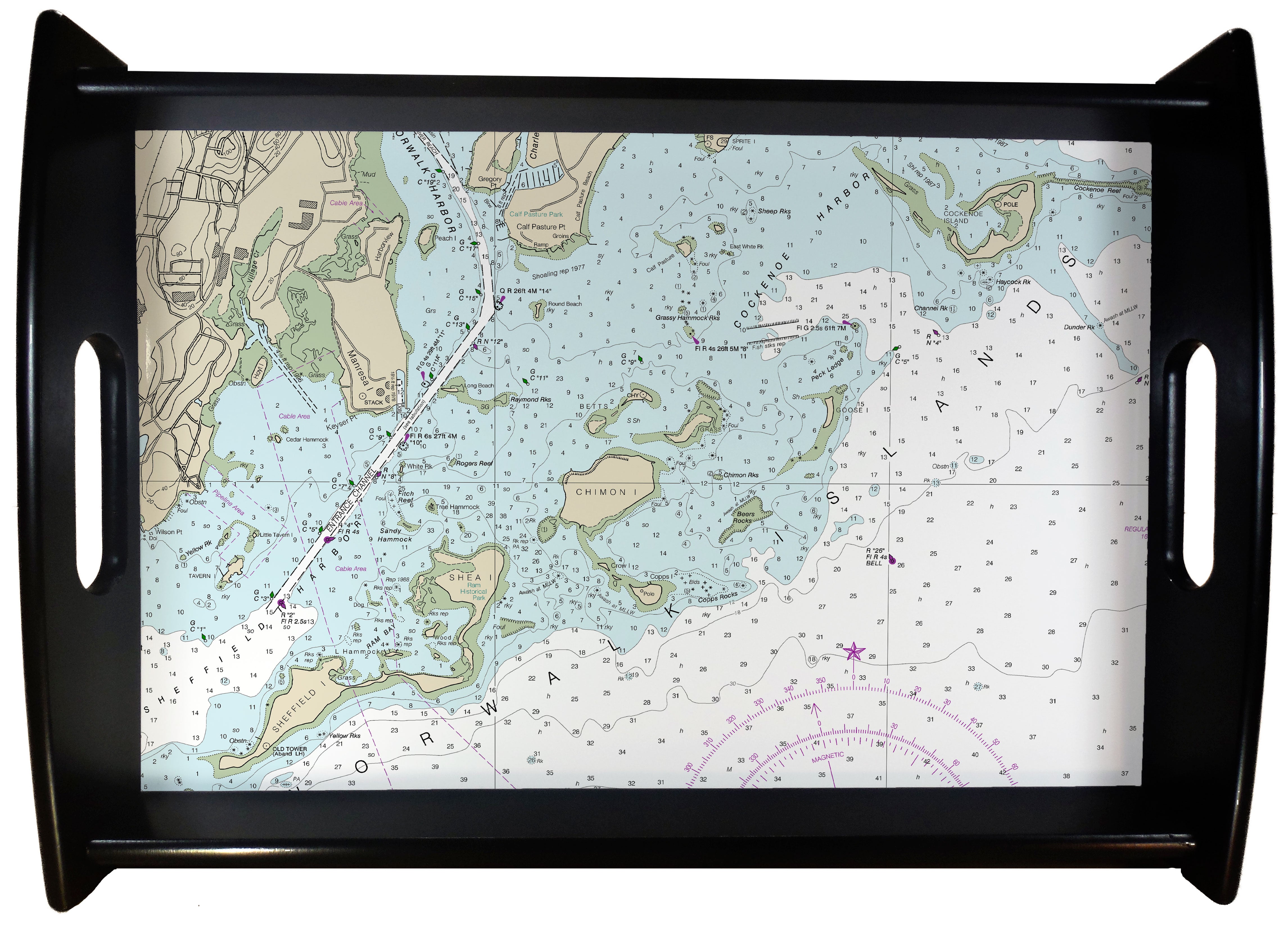 Norwalk Islands Nautical Chart SERVING TRAY – Custompressions